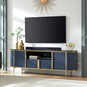 OKD Luxury 70″ Fluted TV Stand: Elegant Entertainment Center for Modern ...