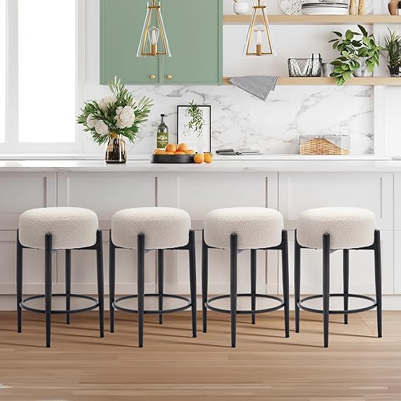 Luxurious Sherpa Bar Stools: Upgrade Your Home Decor with COLAMY Set ...